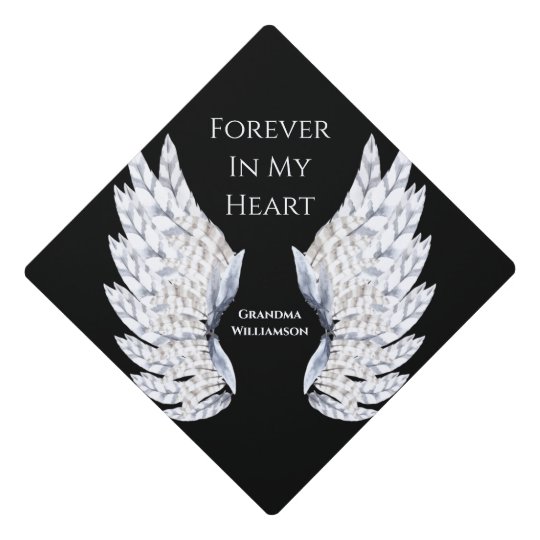 Angel Wings Black Tribute Memorial Graduation Graduation Cap Topper ...