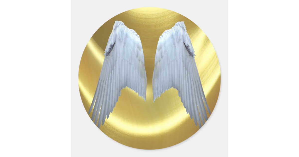 Angel Wings Gold Classic Round Sticker | Zazzle