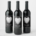 ANGEL WINGS Heart Starry Night Black Wine Label | Zazzle