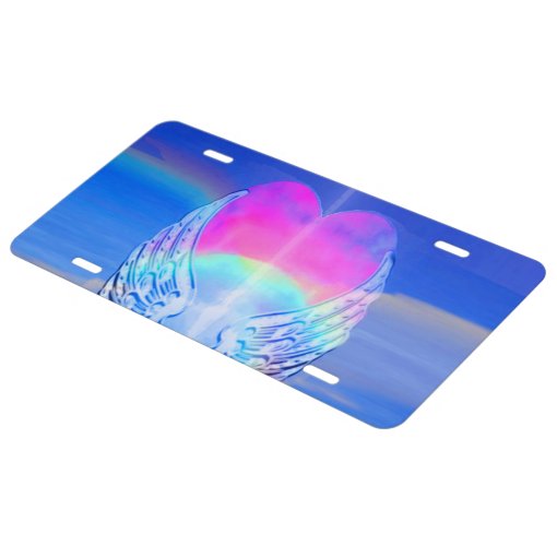 Angel Wings Wrapped Around a Heart License Plate | Zazzle