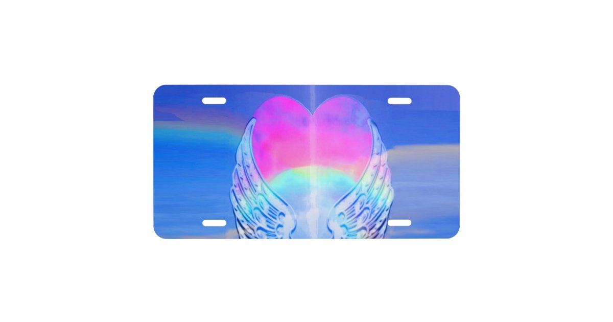 Angel Wings Wrapped Around a Heart License Plate | Zazzle
