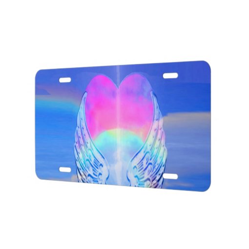 Angel Wings Wrapped Around a Heart License Plate | Zazzle