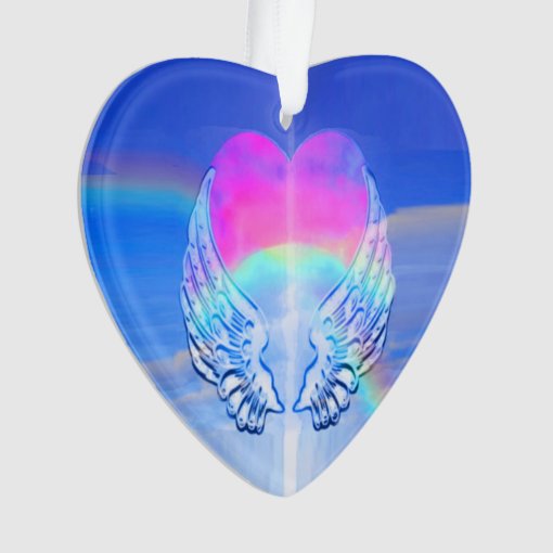 Angel Wings Wrapped Around a Heart Ornament | Zazzle