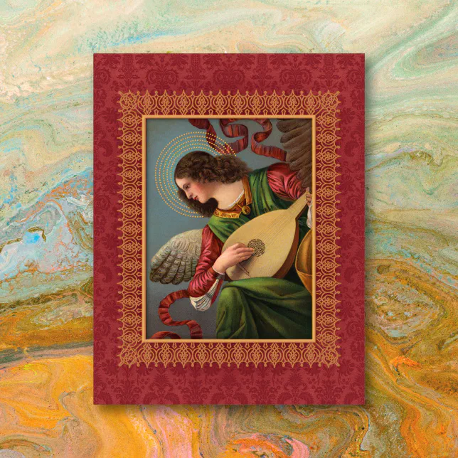 Angel with a Lute Card | Zazzle