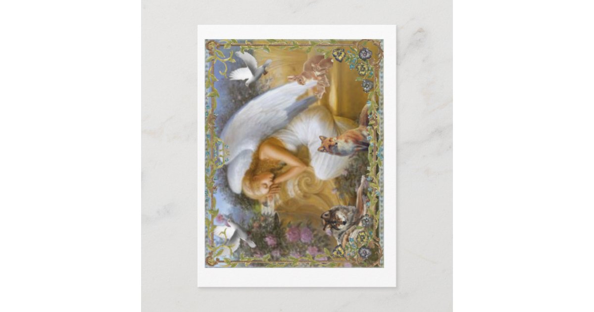 Angel With Animals Postcard | Zazzle