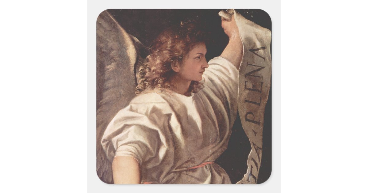Angel with Banner 1522 Square Sticker | Zazzle