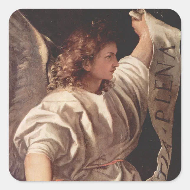 Angel with Banner 1522 Square Sticker | Zazzle