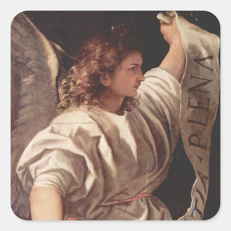 Angel with Banner 1522 Square Sticker | Zazzle