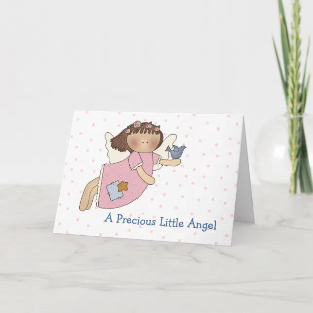 Angel with Bird Baby Girl Greeting Card | Zazzle