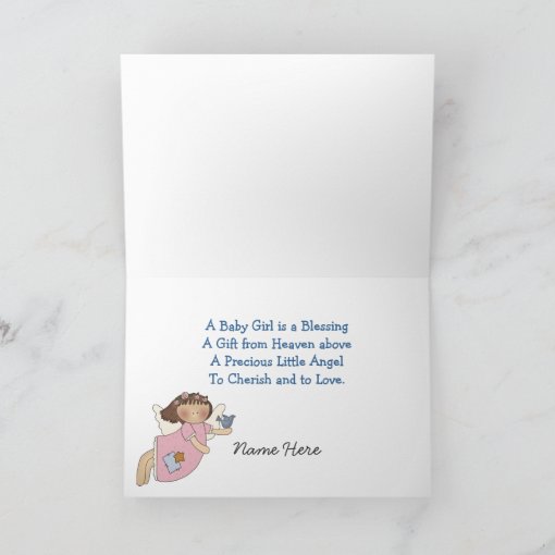 Angel with Bird Baby Girl Greeting Card | Zazzle