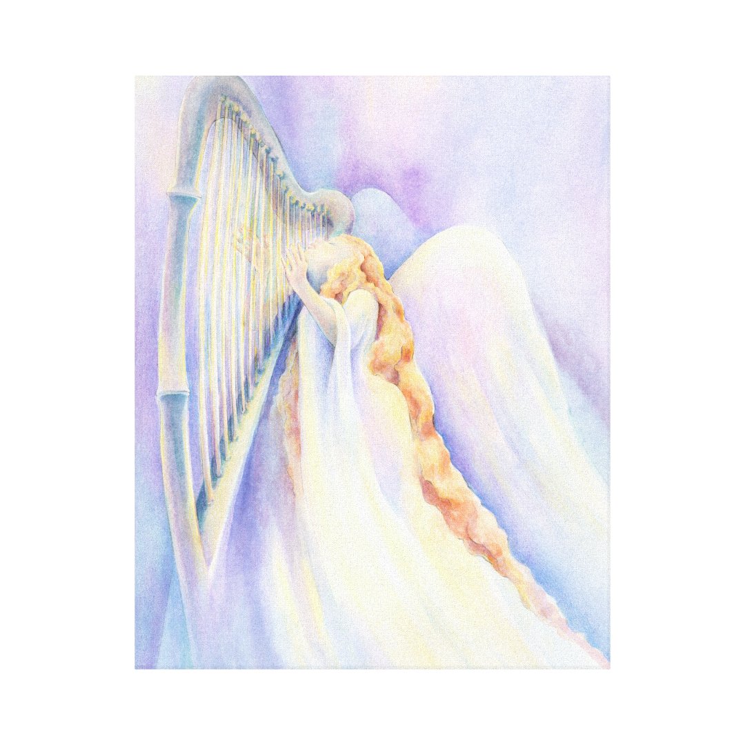Angel With Harp Canvas Print | Zazzle