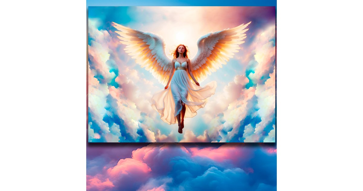 Angel woman wings celestial religion heaven poster | Zazzle