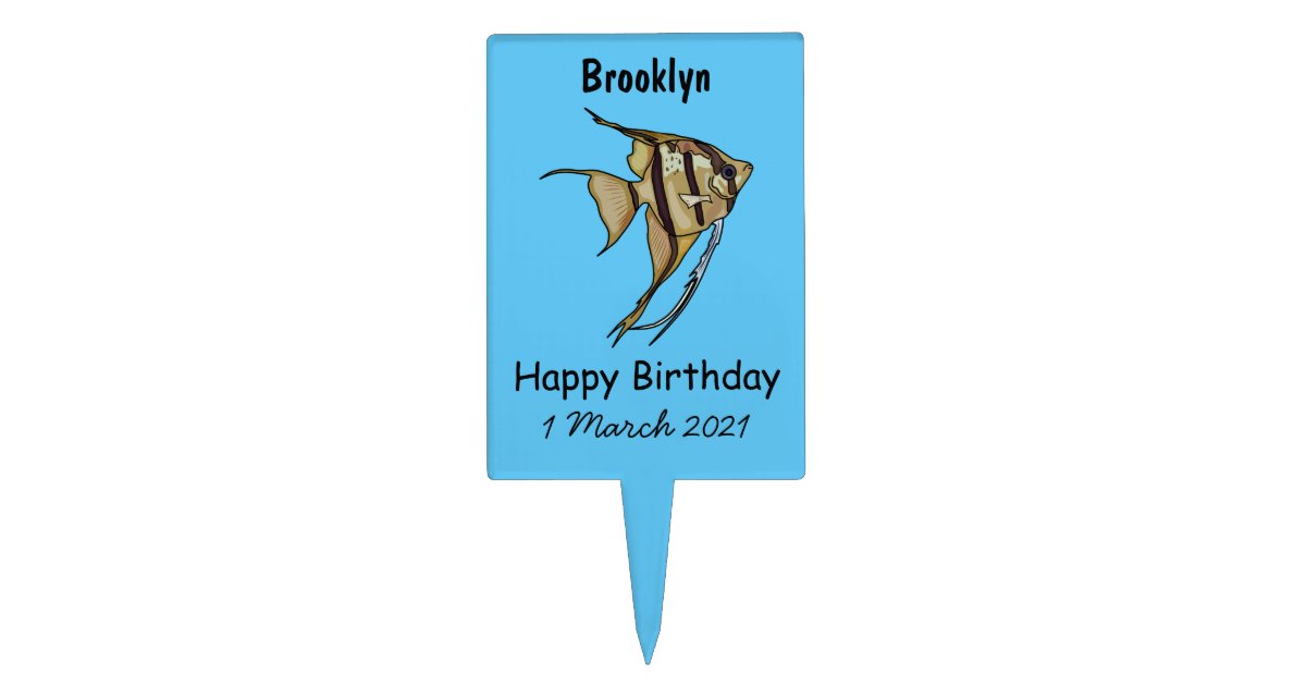 Angelfish cartoon illustration cake topper | Zazzle