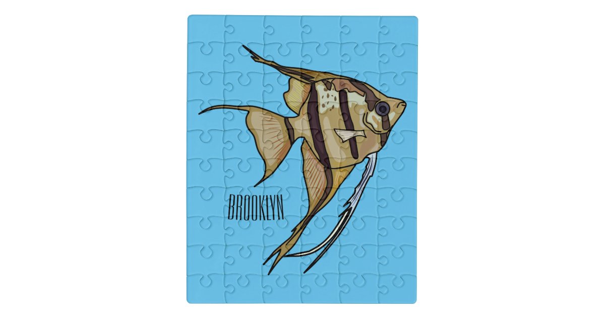 Angelfish cartoon illustration jigsaw puzzle | Zazzle