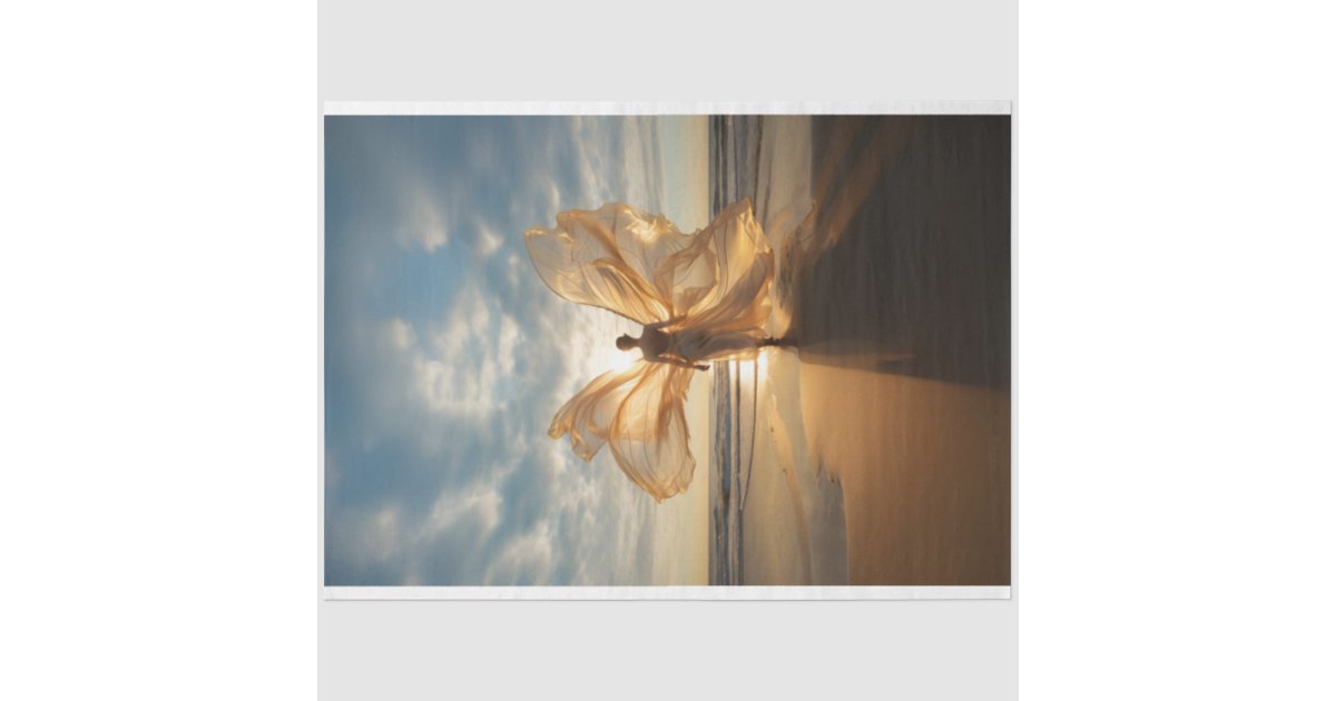 Angelic Angel Walking on Beach Decoupage Tissue Paper | Zazzle