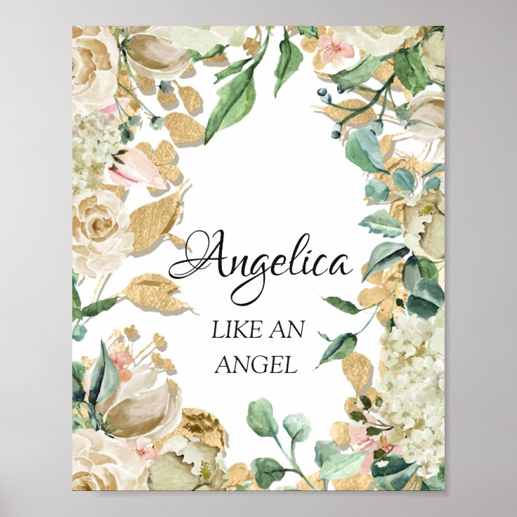 Angelica Name Meaning Floral Bridal Birthday Poster | Zazzle