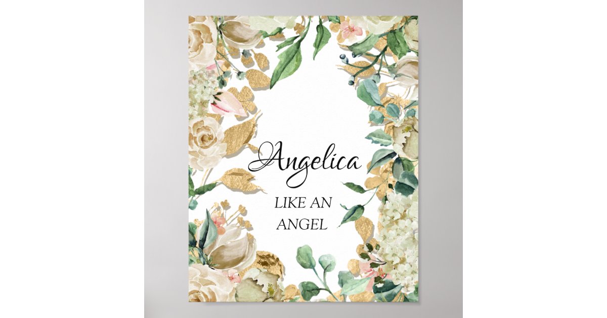 Angelica Name Meaning Floral Bridal Birthday Poster | Zazzle