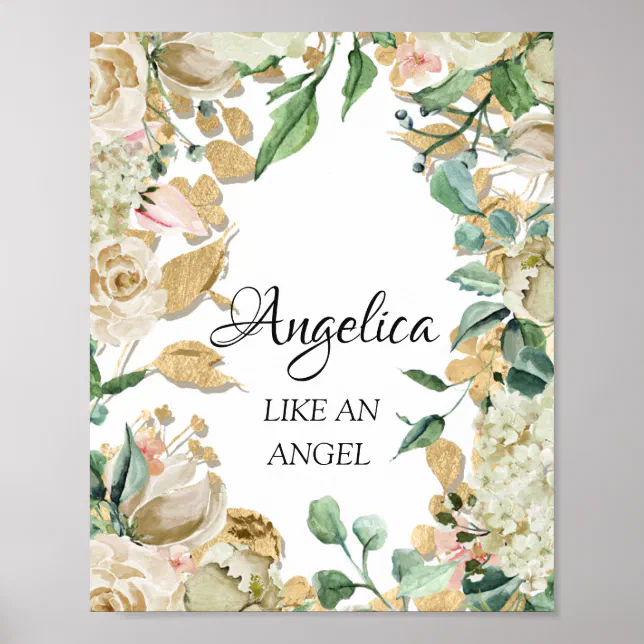 Angelica Name Meaning Floral Bridal Birthday Poster | Zazzle