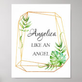 Angelica Name Meaning Floral Geometric Frame Poster | Zazzle