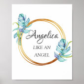 Angelica Name Meaning Floral Golden Frame Poster | Zazzle