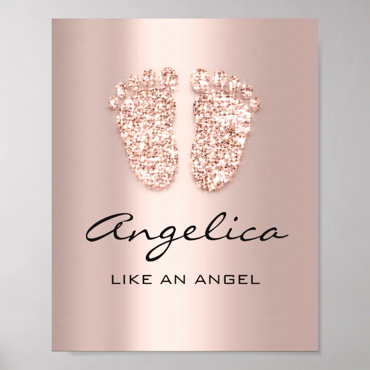 angelica Name Meaning New Baby Feet Rose Gift Poster | Zazzle