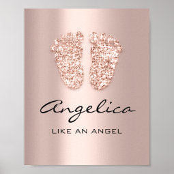 angelica Name Meaning New Baby Feet Rose Gift Poster | Zazzle