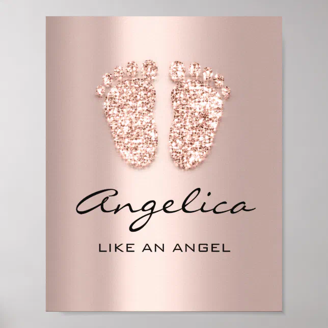 angelica Name Meaning New Baby Feet Rose Gift Poster | Zazzle