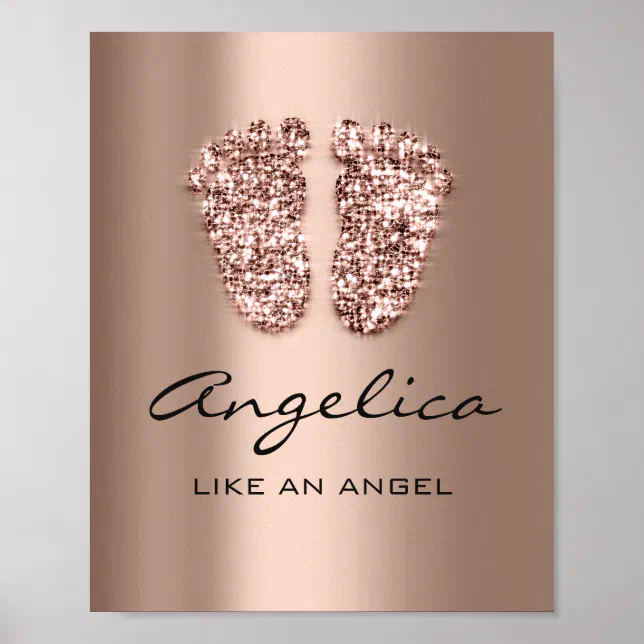 angelica Name Meaning New Baby Feet Rose Gold Poster | Zazzle
