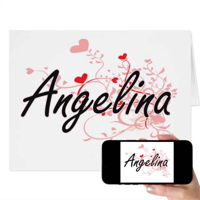 Angelina Artistic Name Design with Hearts | Zazzle