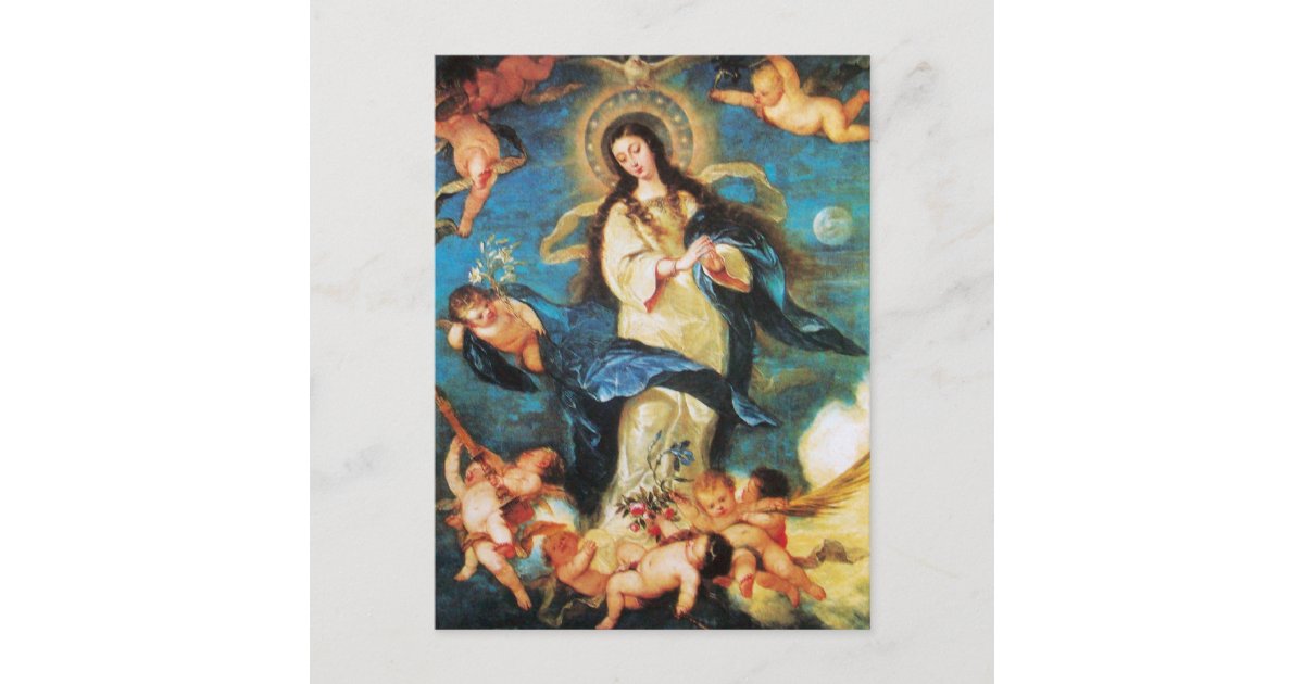 Angels and Immaculate Conception of Virgin Holiday Postcard | Zazzle