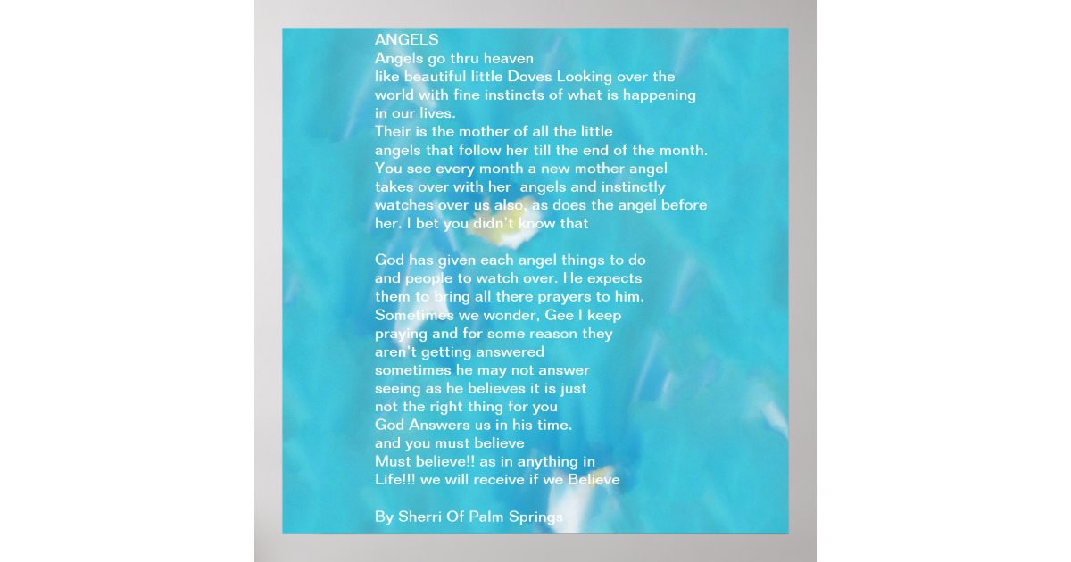 Angels Go Through Heaven Poem Poster Zazzle