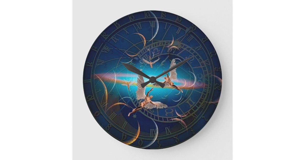 Angels through time large clock | Zazzle