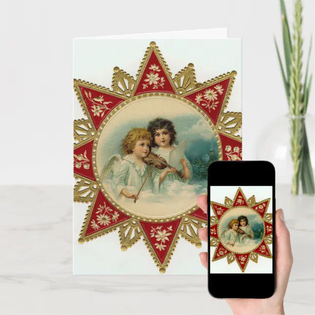 Angels vintage Christmas card | Zazzle