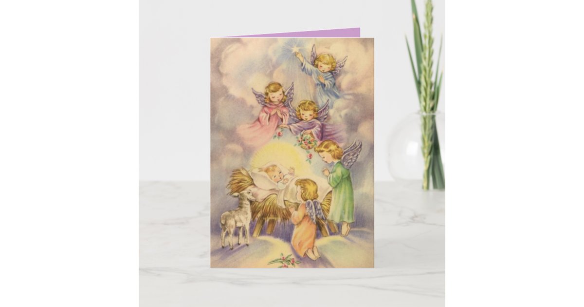 Angels Watching Over Baby Jesus Card | Zazzle
