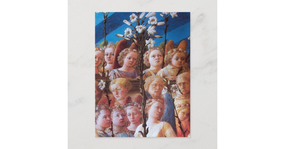 ANGELS WITH WHITE LILIES CHRISTMAS HOLIDAY CARD | Zazzle