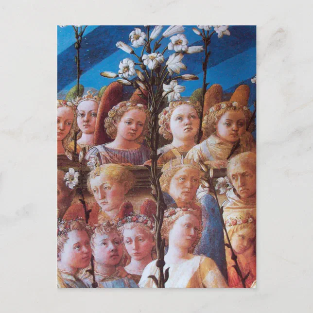 ANGELS WITH WHITE LILIES CHRISTMAS HOLIDAY CARD | Zazzle