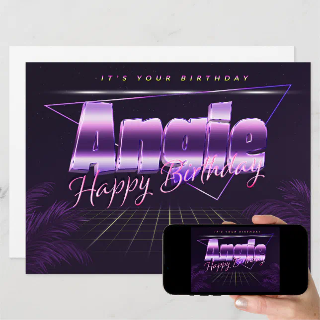 Angie Name First Name pura retro Map Birthday Card | Zazzle