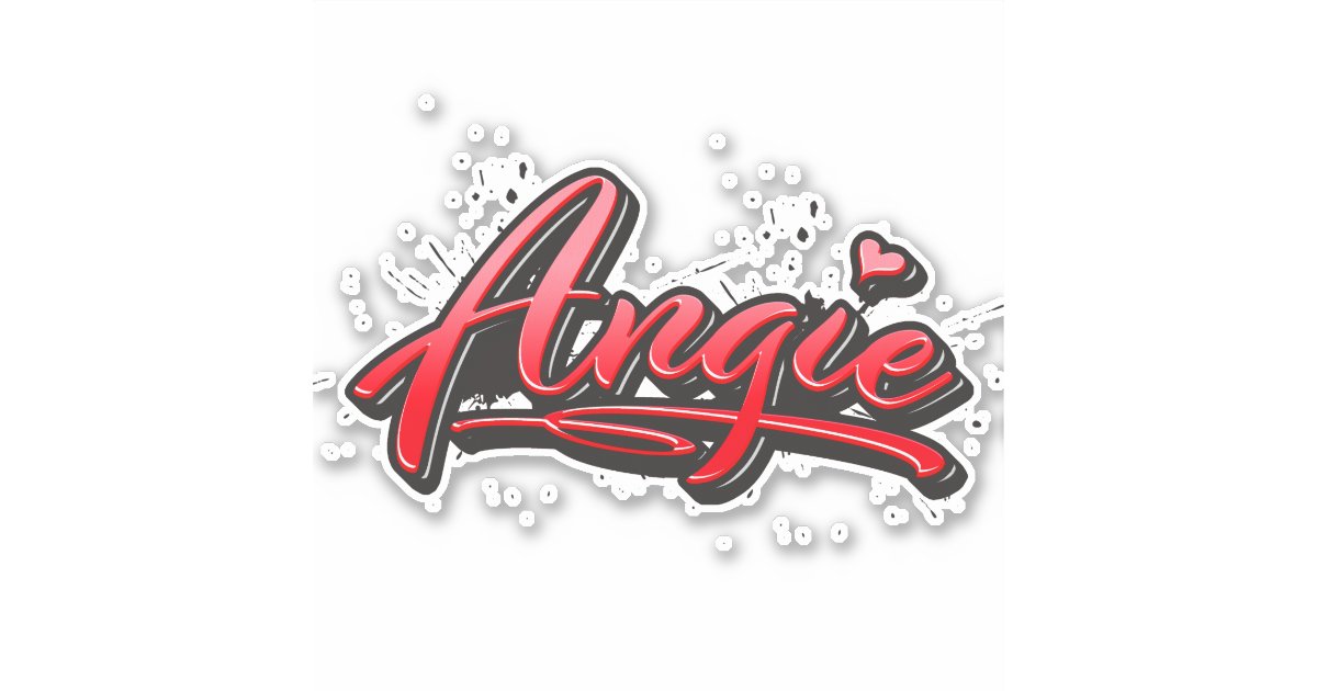 Angie red Heart Graffiti Sticker | Zazzle