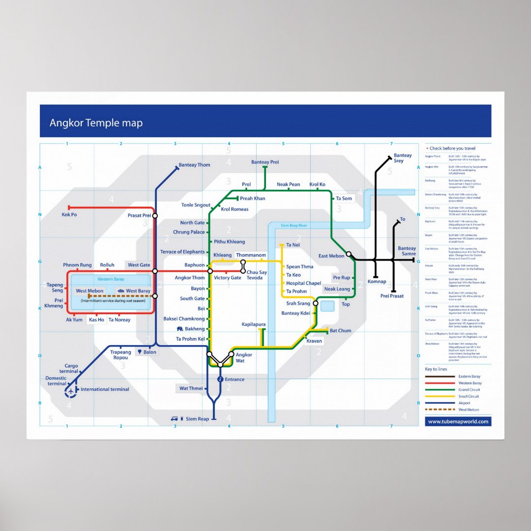 Angkor Temple tube map Poster | Zazzle