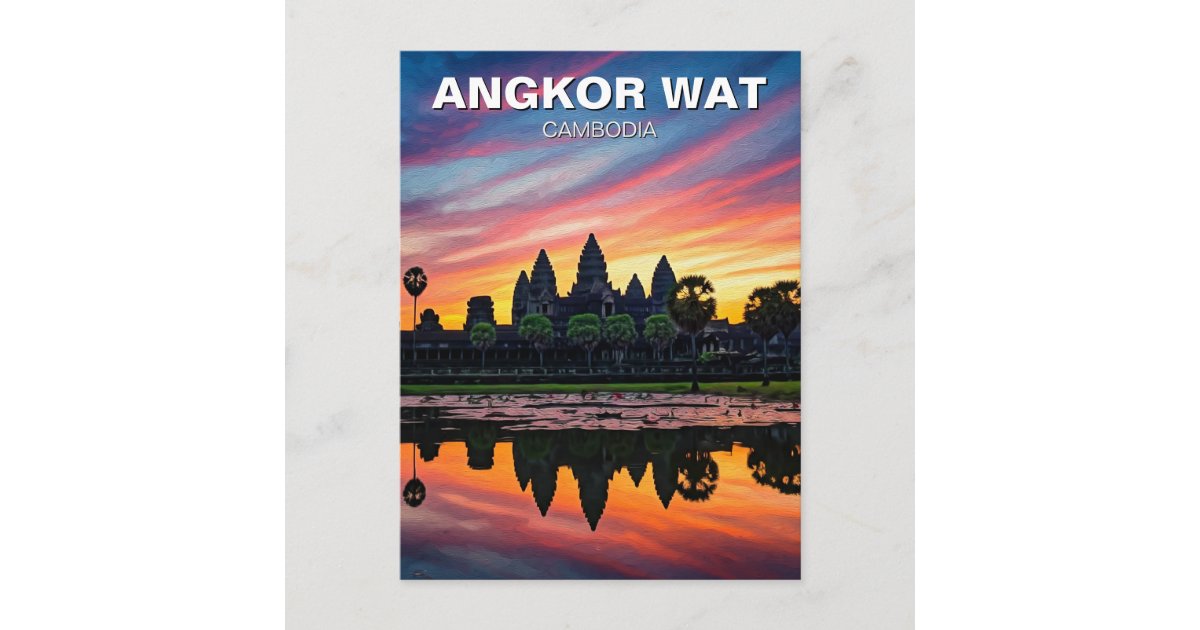 Angkor Wat Cambodia Sunset Postcard | Zazzle