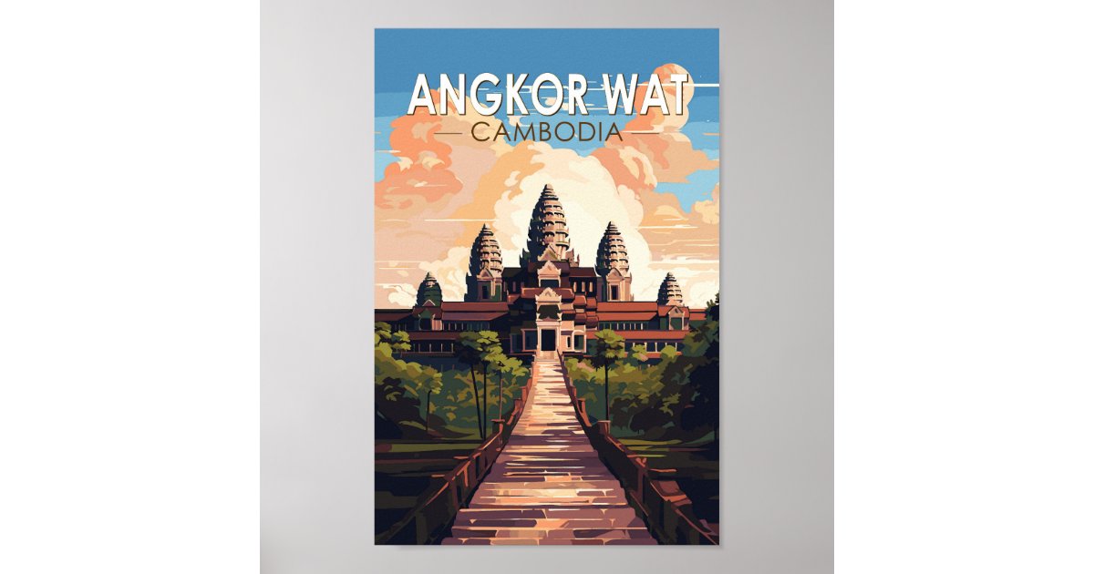 Angkor Wat Cambodia Travel Art Vintage Poster | Zazzle