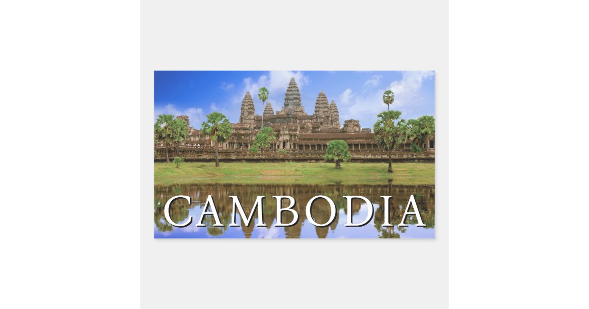 Angkor Wat Temple | Kampuchea, Cambodia Rectangular Sticker | Zazzle