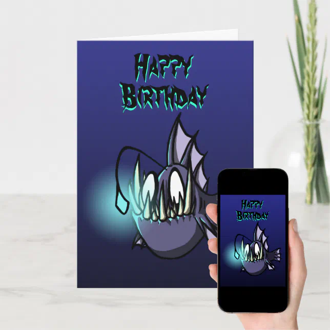 Angler Fish Birthday Card | Zazzle