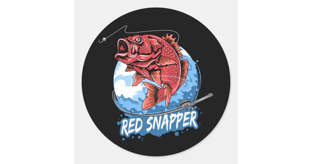 angler-fish-red-snapper-fisherman-artwork-vector classic round sticker ...