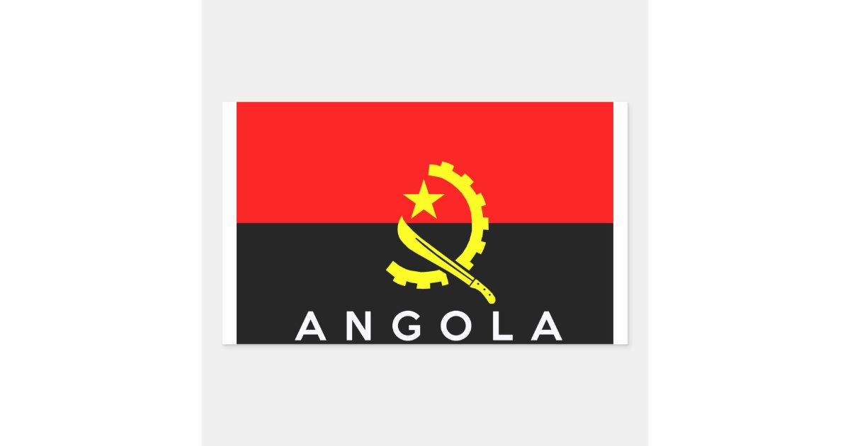 angola country flag symbol name text rectangular sticker | Zazzle
