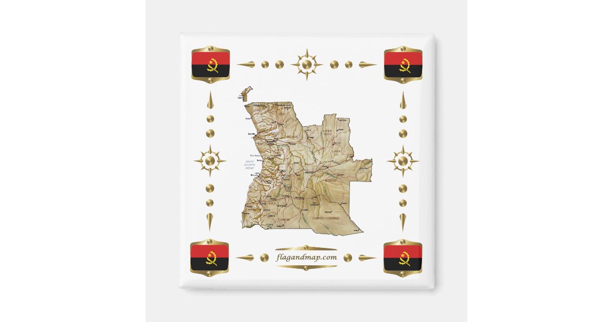 Angola Map + Flags Magnet | Zazzle