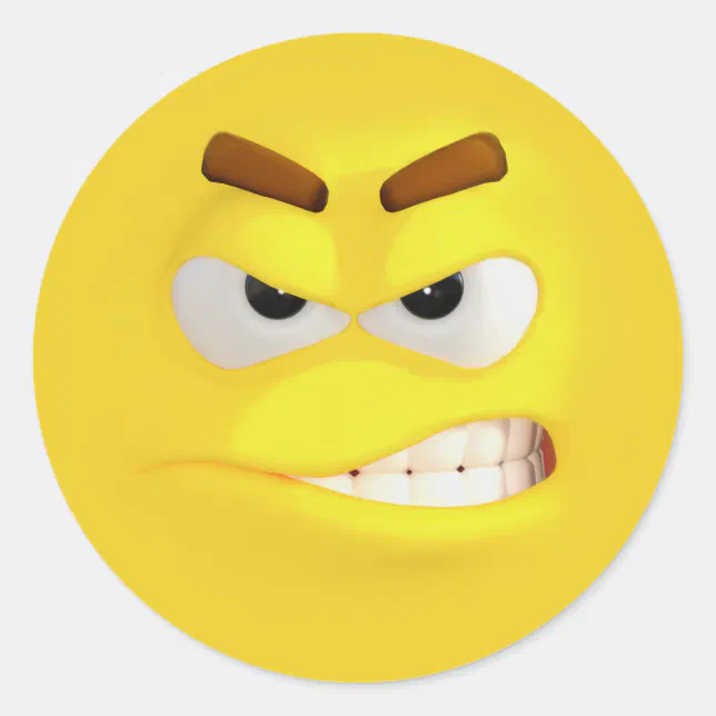 Angry 3D Effect Emoji Classic Round Sticker | Zazzle