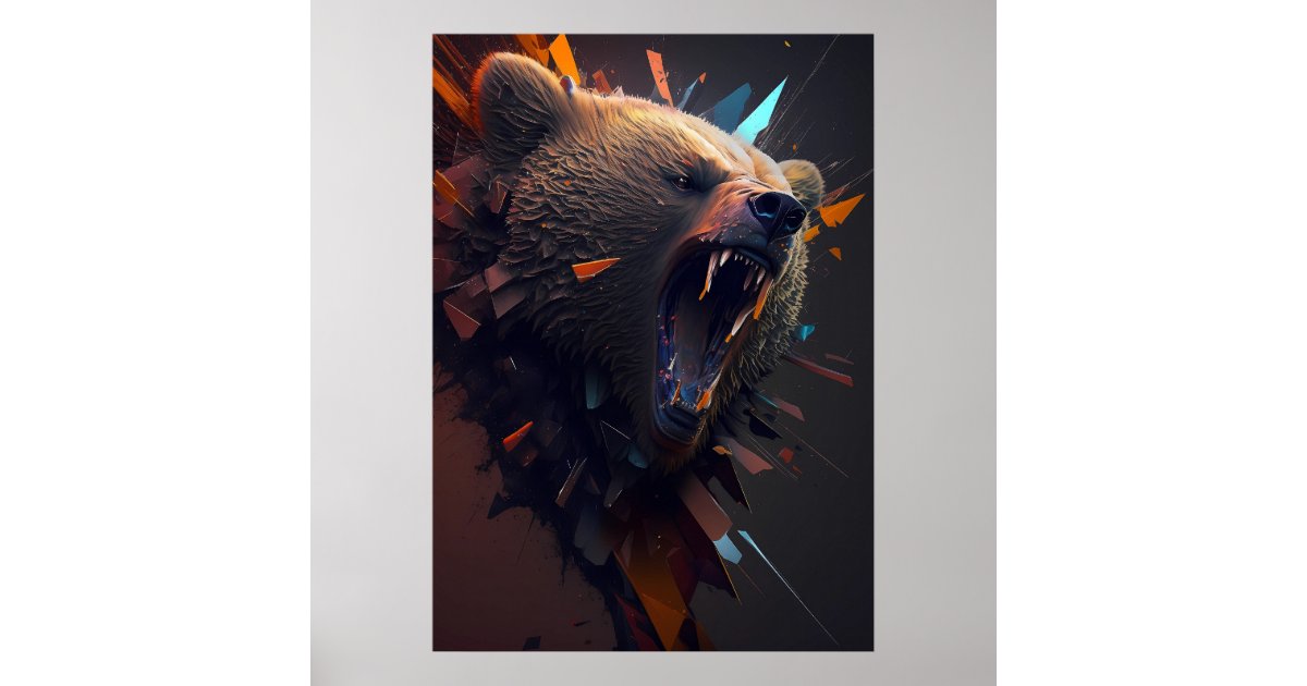 Angry Bear Artwork Poster | Zazzle