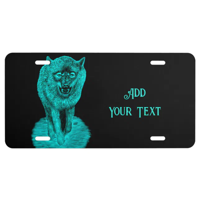 Angry Black Wolf in the Night License Plate | Zazzle