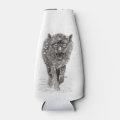 Angry Black Wolf in the Snow , wild Winter Bottle Cooler | Zazzle